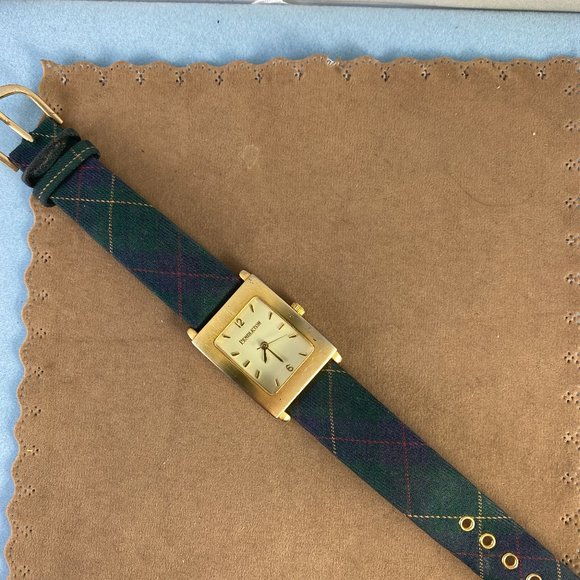 Pendleton | Accessories | Pendleton Green Blue Plaid Tank Watch Gold ...